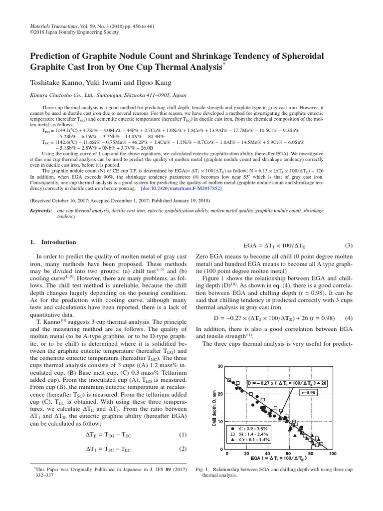 Prediction of Graphite Nodule Count and Shrinkage Tendency of ...