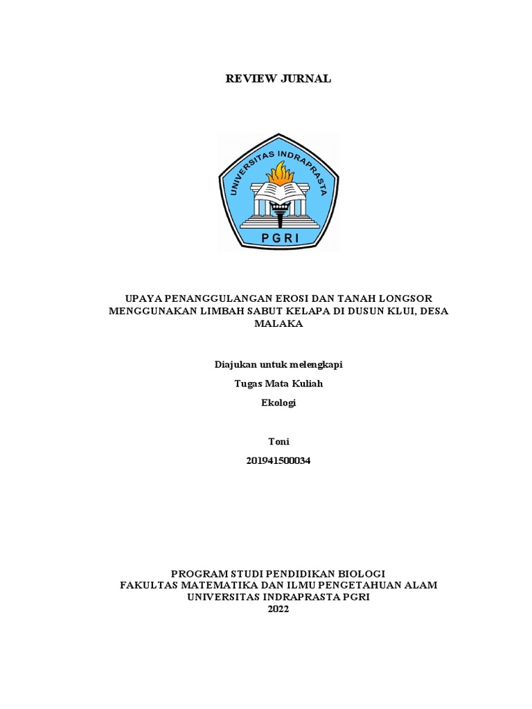 Upaya Penanggulangan Erosi Dan Tanah Longsor Menggunakan Limbah Sabut ...