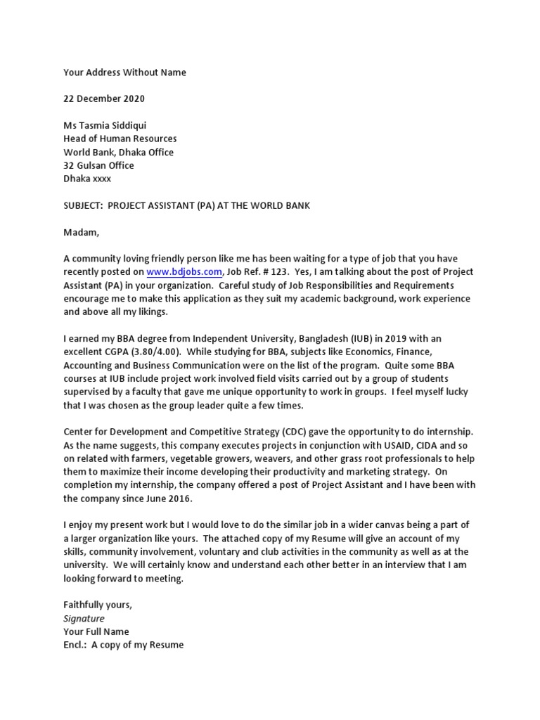 Answer Sample Cover Letter | PDF