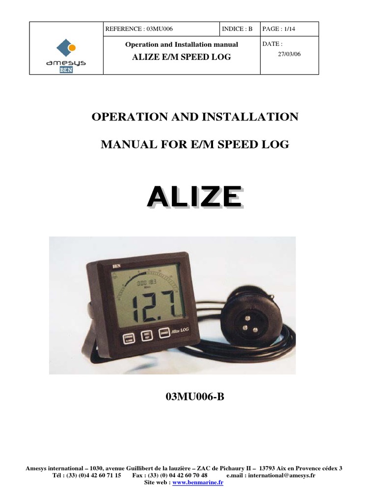 PDF Operation and Installation Manual For e M Speed Log Download | PDF ...