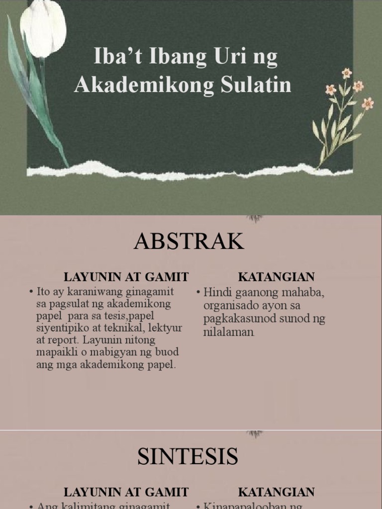 Ibat Ibang Uri NG Sulatin | PDF