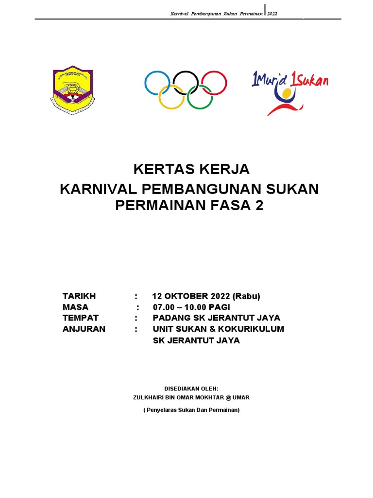 Kertas Kerja Karnival Pembangunan Sukan Permainan Fasa 2 | PDF