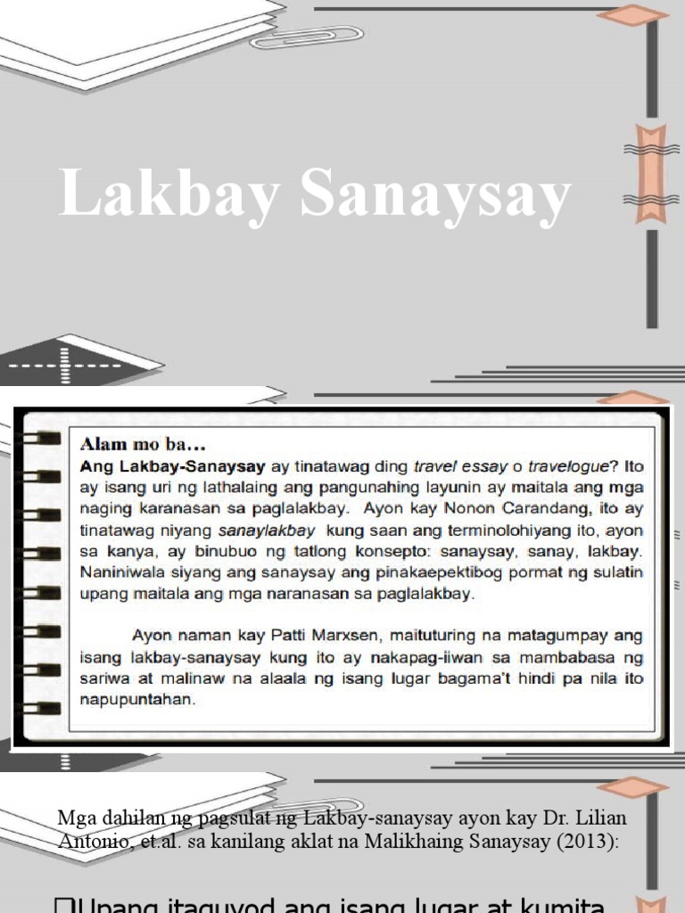 Lesson 7 Lakbay Sanaysay | PDF