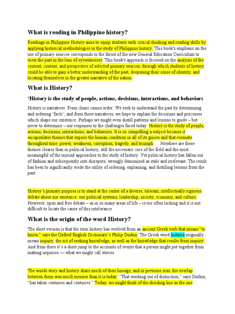 What Is Reading in Philippine History | PDF | Truth | Primary Sources