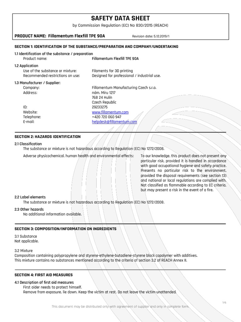 SDS Flexfill-TPE-90A EN | PDF | Dangerous Goods | Personal Protective Equipment