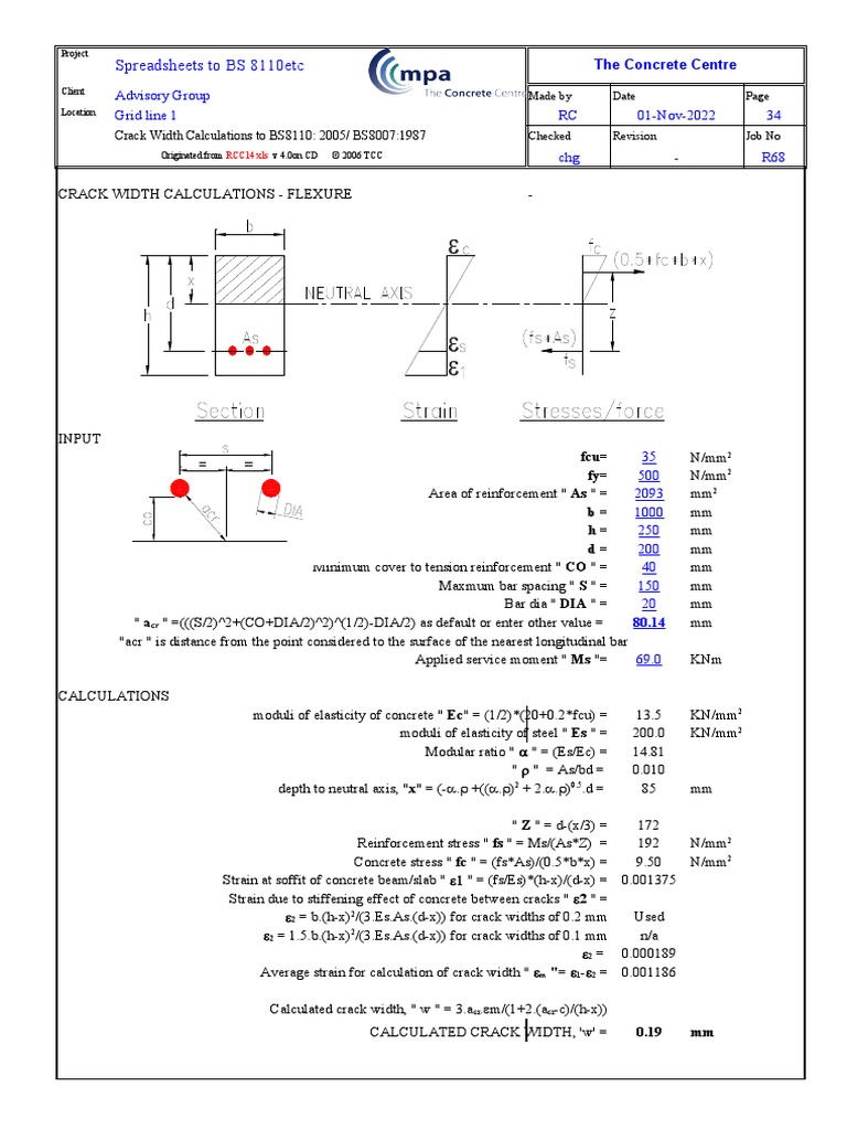 Crack Width Calculation BS 8100 BS 8007 | PDF | Materials | Building Engineering