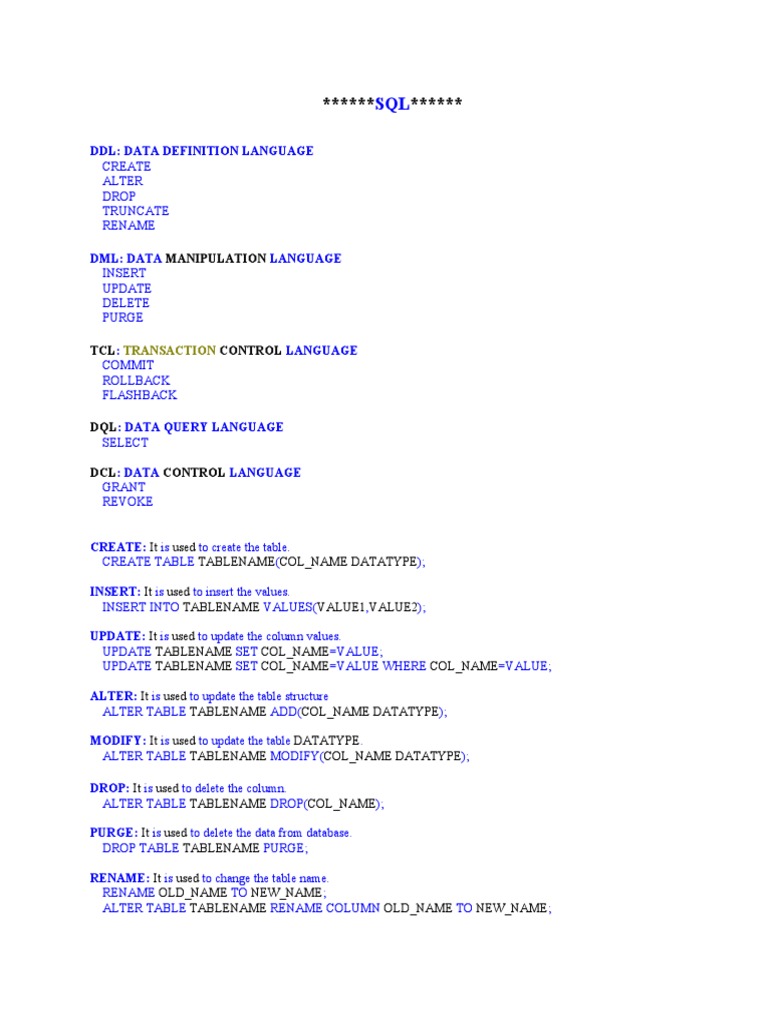 Sql Syntax Pdf Information Retrieval Data Management