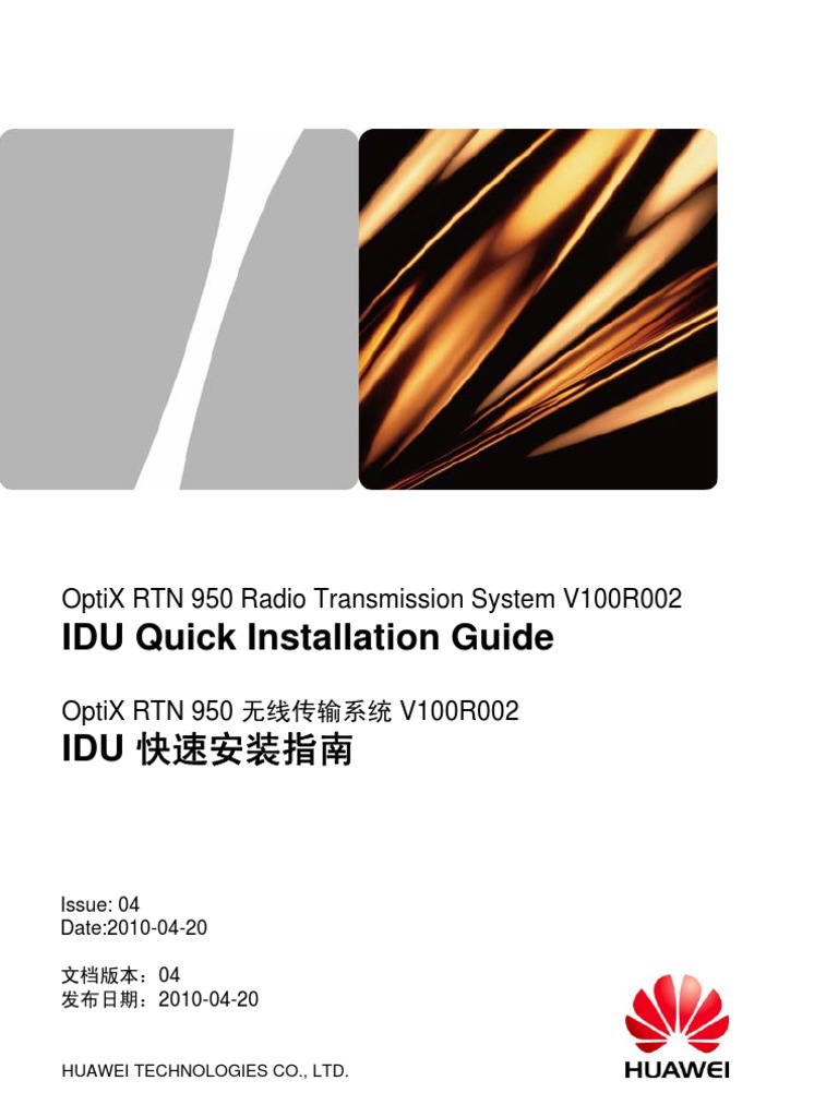 Quick Installation Guide IDU 950 | PDF | Electrical Connector | Optical ...