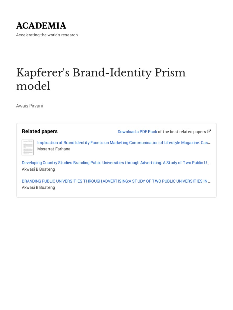 Brand-Identity Prism Model Van Kapferer EN - With-Cover-Page-V2 | PDF ...