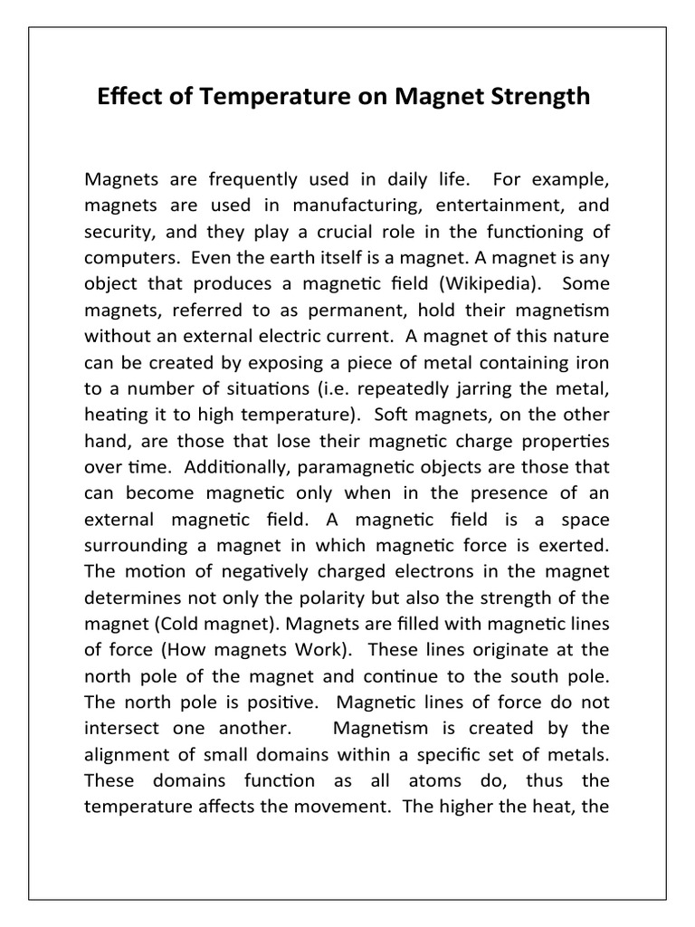 Effect of Temperature On Magnet Strength | PDF | Magnetic Field ...