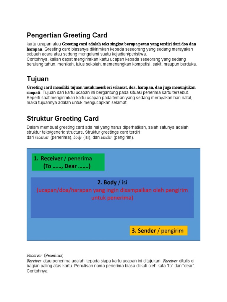 Contoh Greeting Card Bahasa Inggris Beserta Artinya