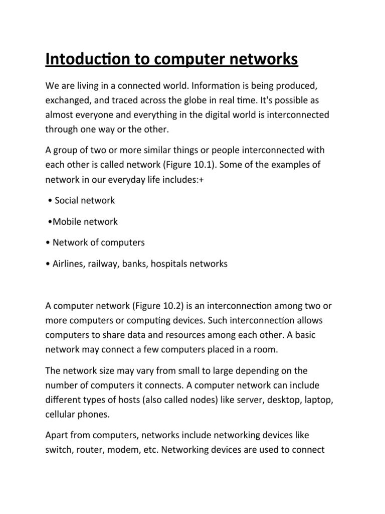 Intoduction To Computer Networks | PDF | Computer Network | Local Area Network