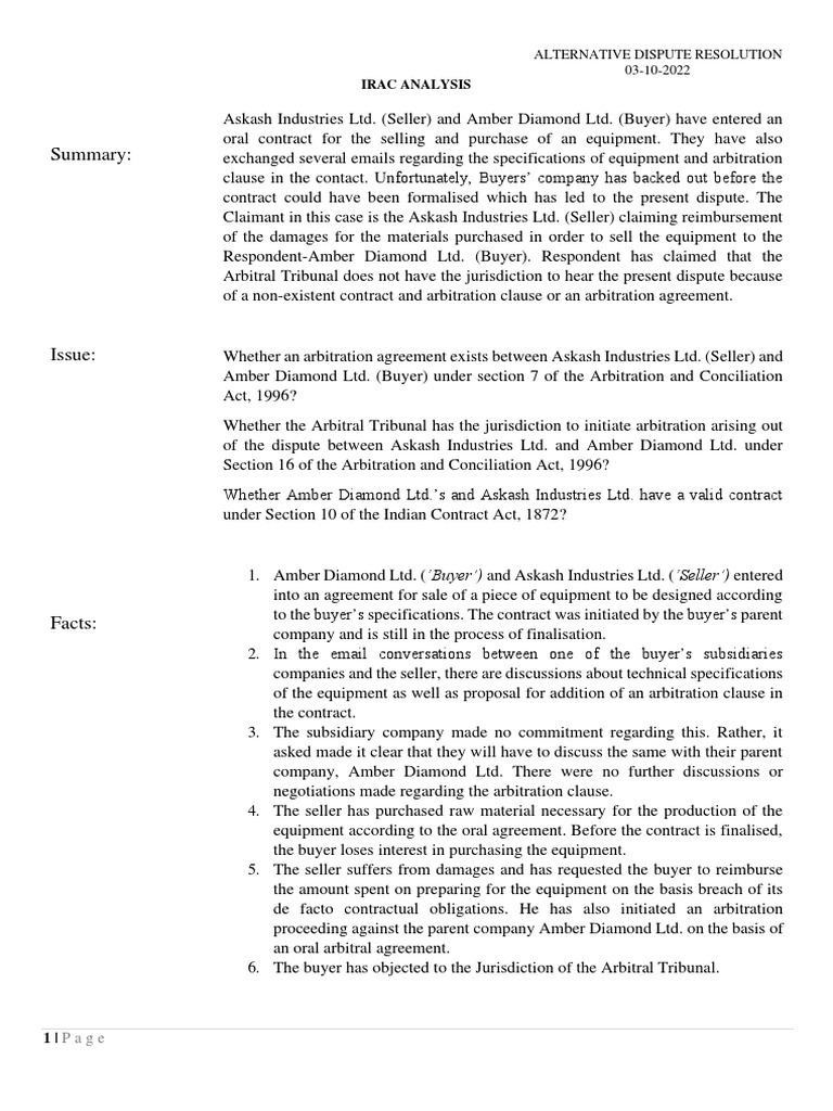 Irac | PDF | Arbitration | Arbitral Tribunal