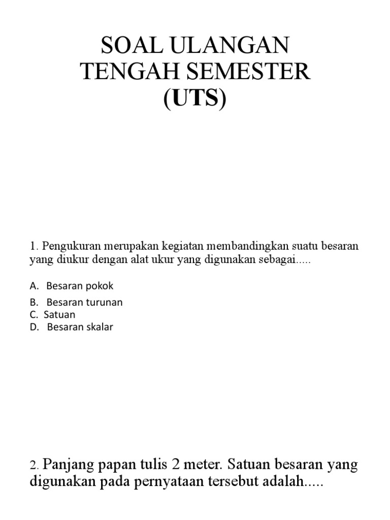 Soal Ulangan Tengah Semester (Uts) Besaran Dan Turunan | PDF | Sains & Matematika