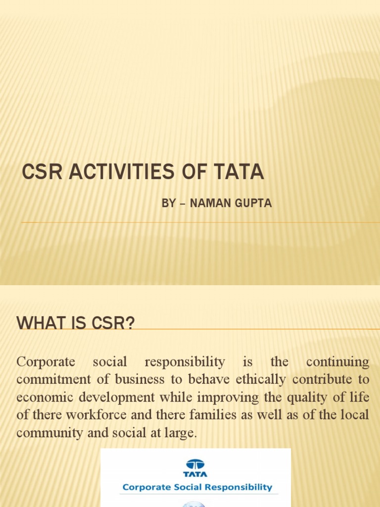 CSR Activities OF TATA | PDF | Corporate Social Responsibility | Economies