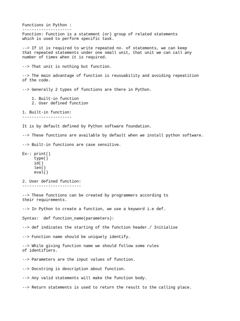 Functions In Python Pdf Subroutine Parameter Computer Programming 1557