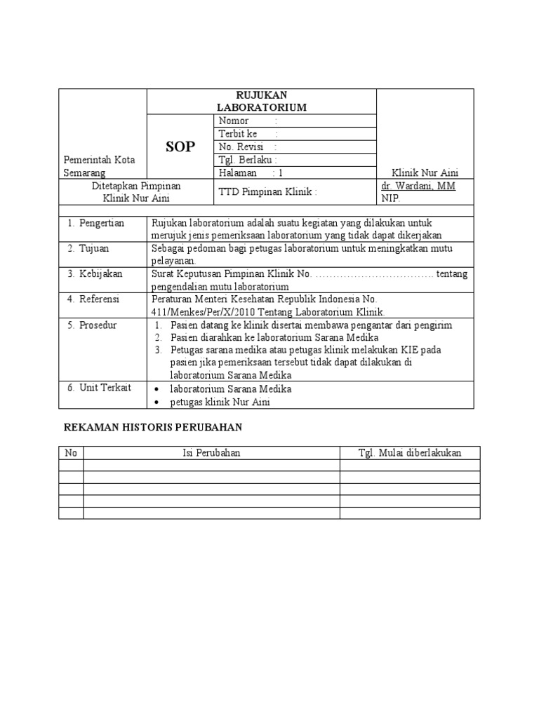 Sop Rujukan Lab | PDF
