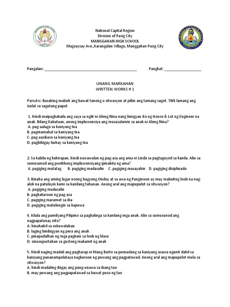 Q1 Written Works #1 | PDF