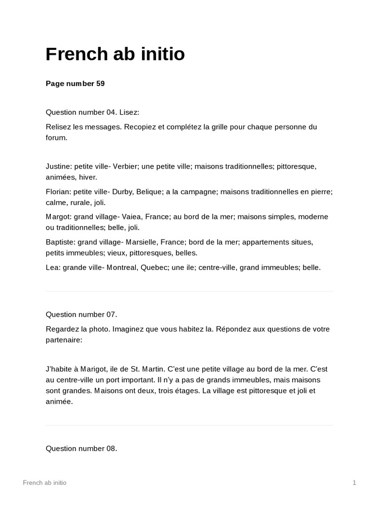 French Ab Initio | PDF