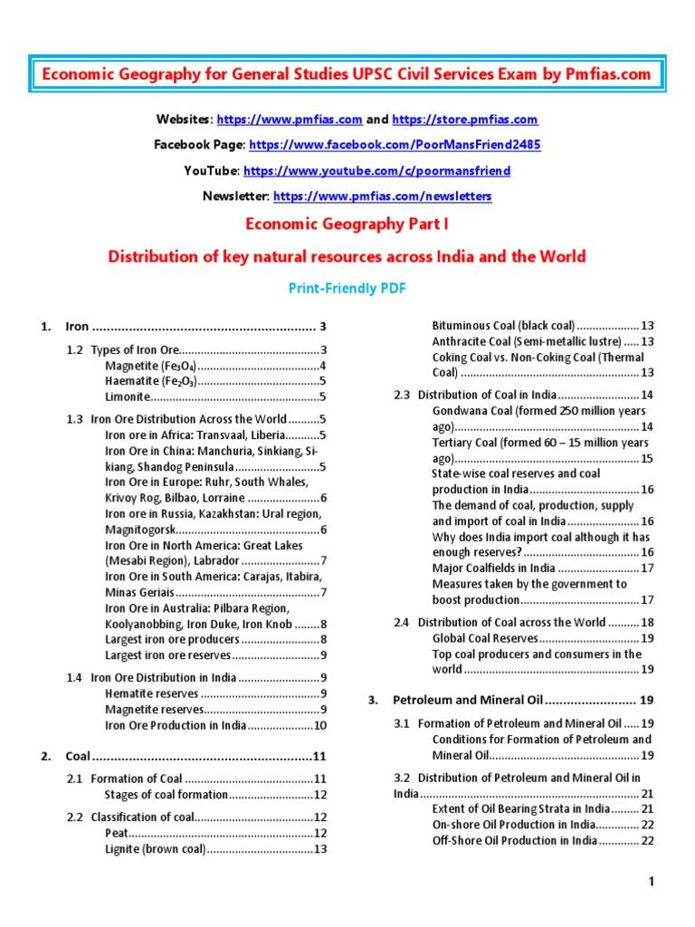 PMFIAS Geo19 5 EconomicGeography 1 PF | Download Free PDF | Bituminous ...