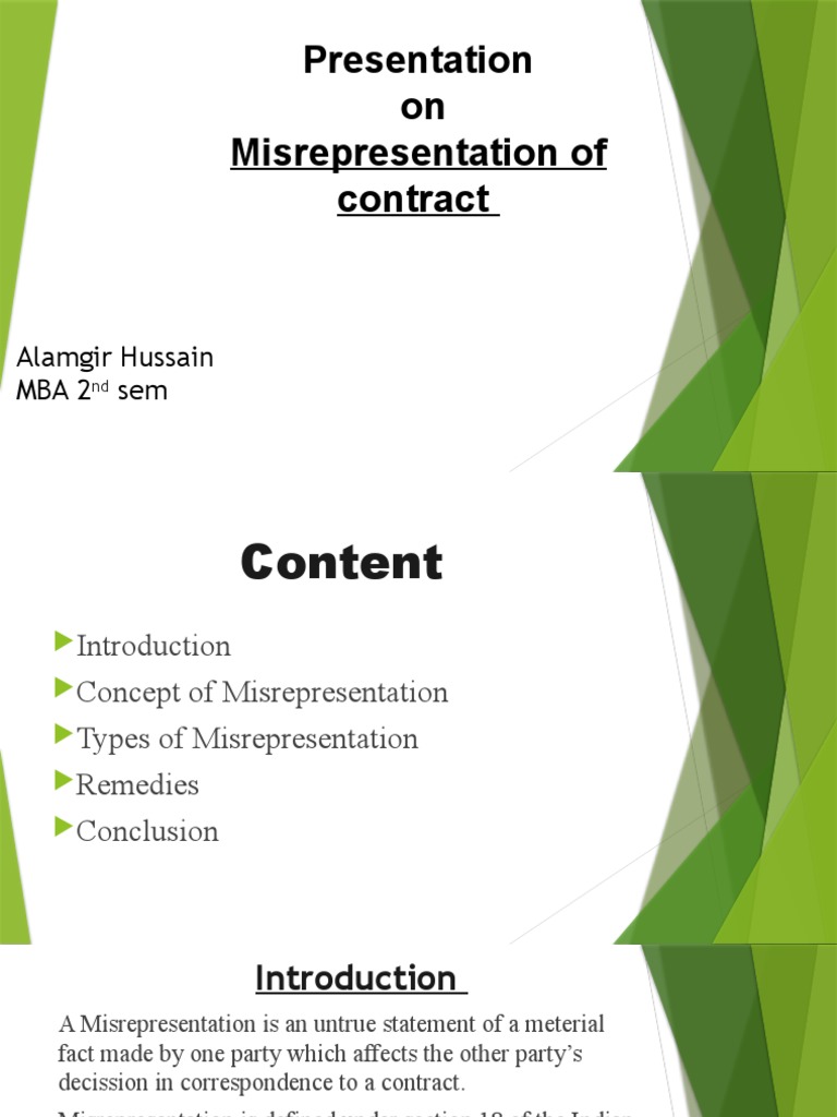 Misrepresentation in Contracts | PDF | Law