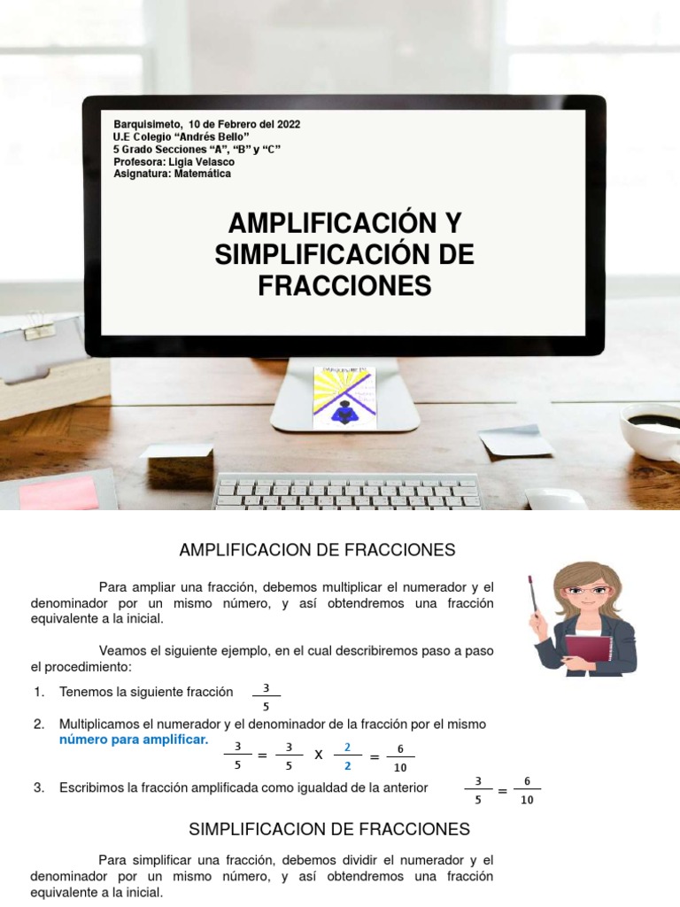 Clase Amplificacion y Simplificacion de Fracciones | PDF | Notación Matemática | Procesamiento ...