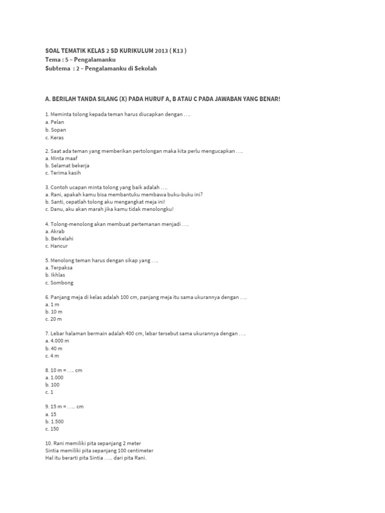 Soal Latihan Kelas 2 SD | PDF | Olahraga & Rekreasi