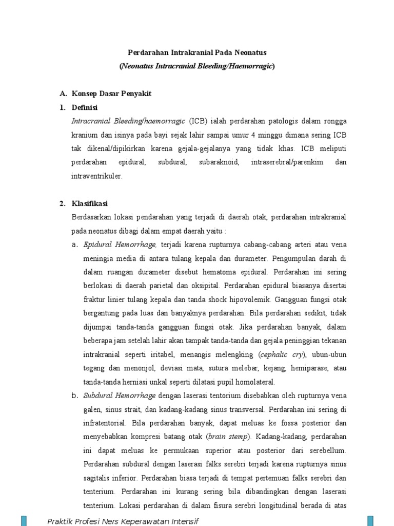 Askep Perdarahan Intrakranial Pada Neonatus | PDF