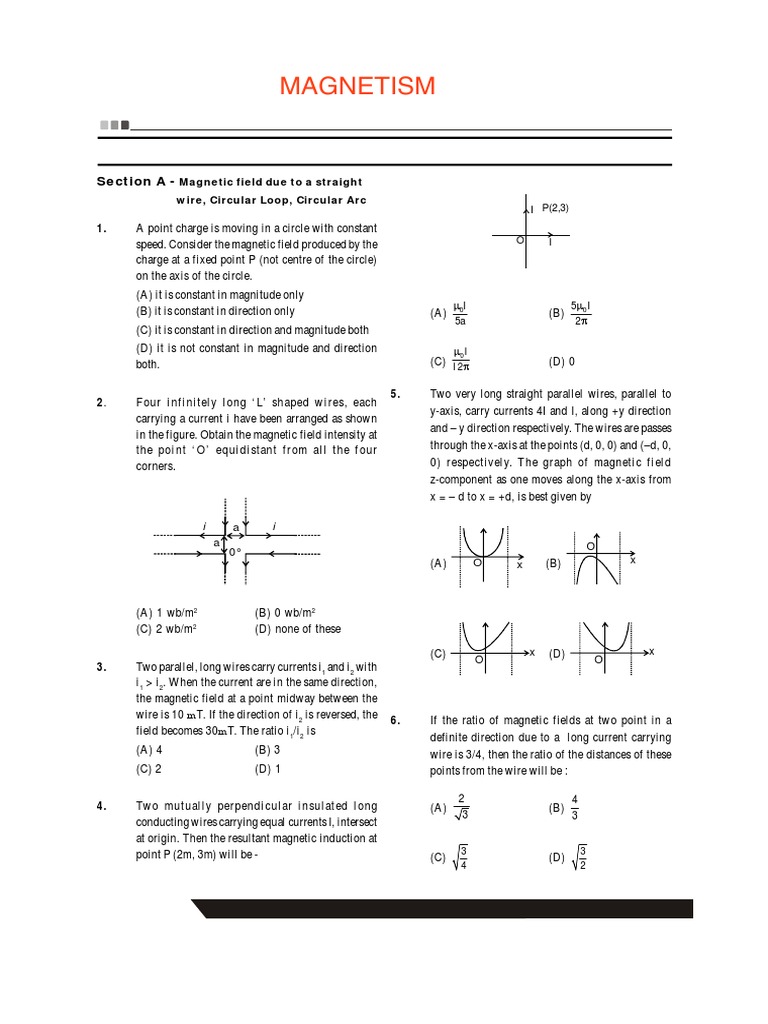 Magnetism (Sheet 1) | PDF