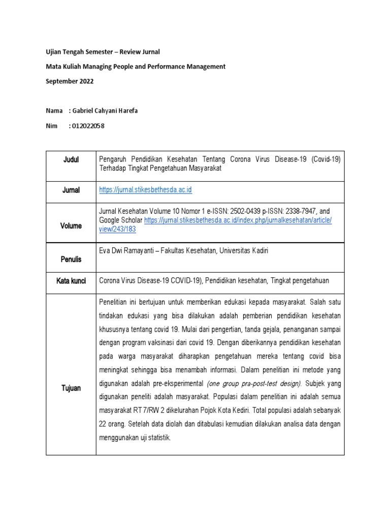 Riview Jurnal Gabriel Harefa | PDF