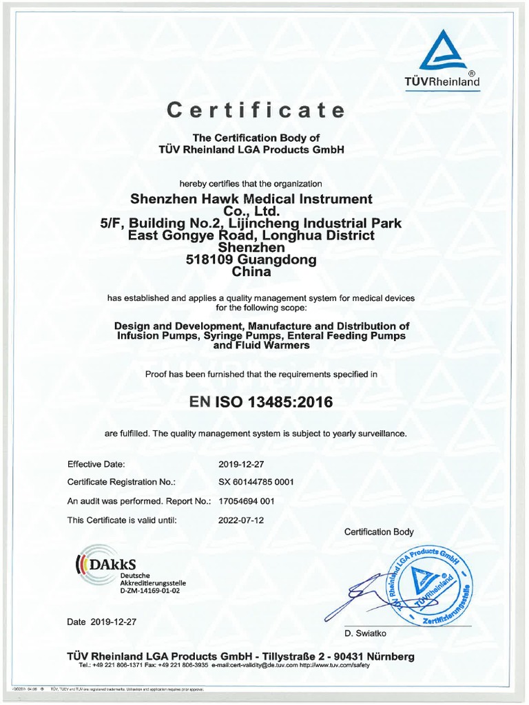 TUV 13485 Hawkmed2020 | PDF