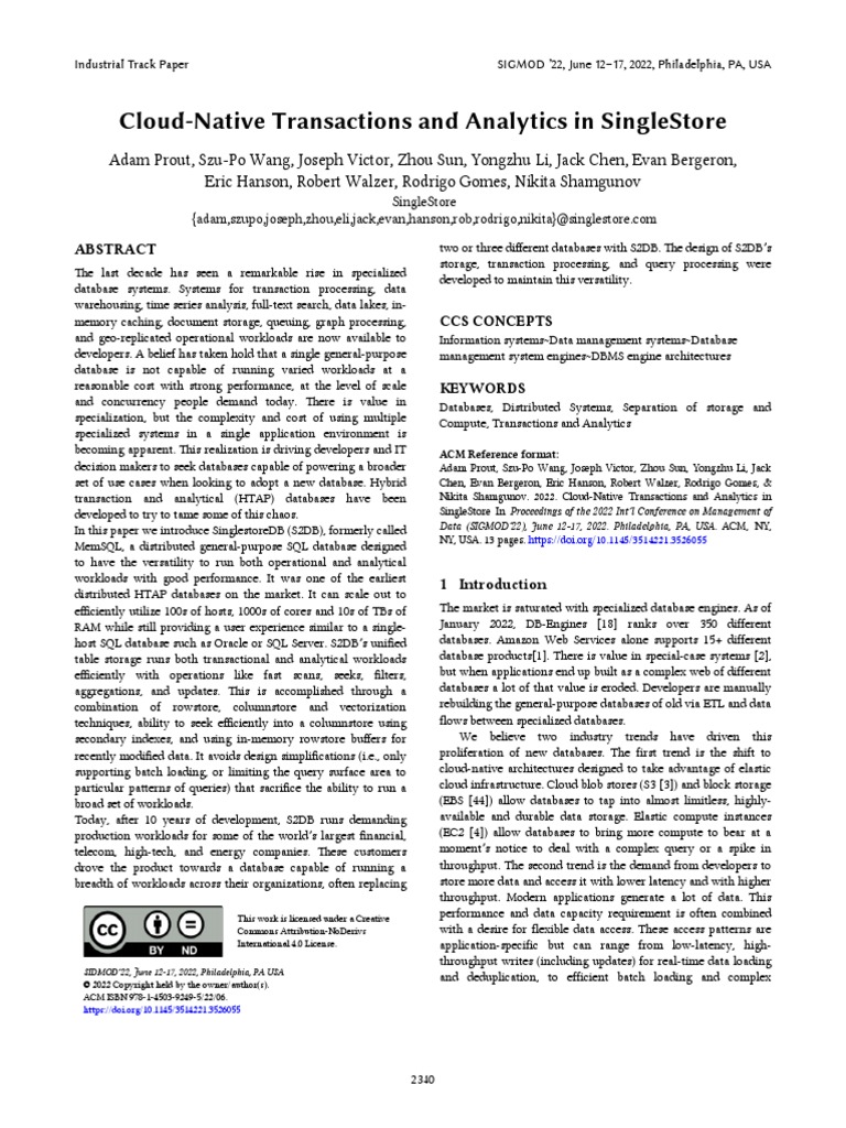 Cloud-Native Transactions and Analytics in SingleStore | PDF | Databases | Replication (Computing)