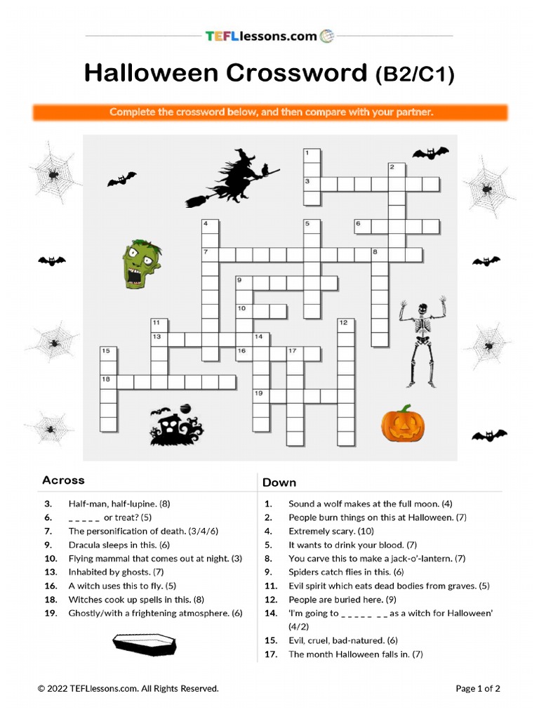 Halloween Crossword b2c1 Classroom Posters Crosswords - 145652 | PDF