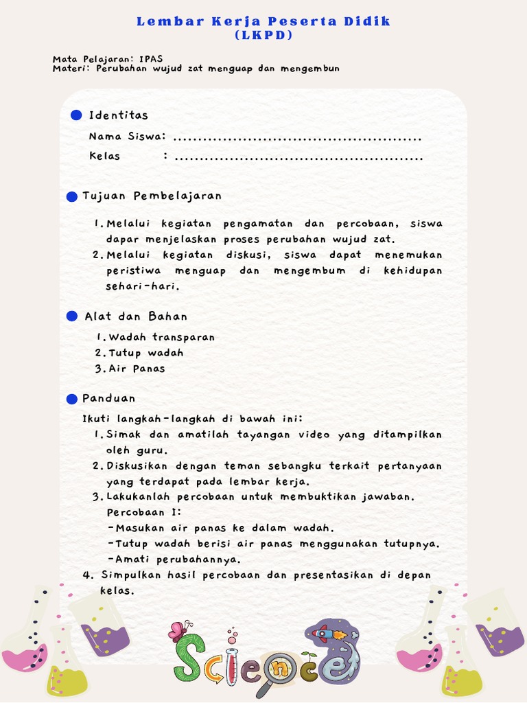 Contoh LKPD IPA Perubahan Wujud Zat | PDF