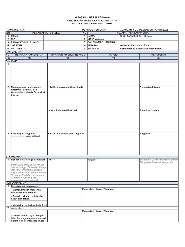 SKP2022 - Perencanaan Dan Evaluasi Kinerja JPT | PDF