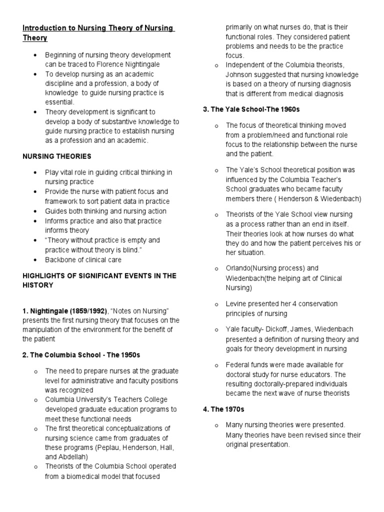 1 - Introduction To Nursing Theory of Nursing Theory | PDF | Theory ... 1 - Introduction To Nursing Theory of Nursing Theory | PDF | Theory ...