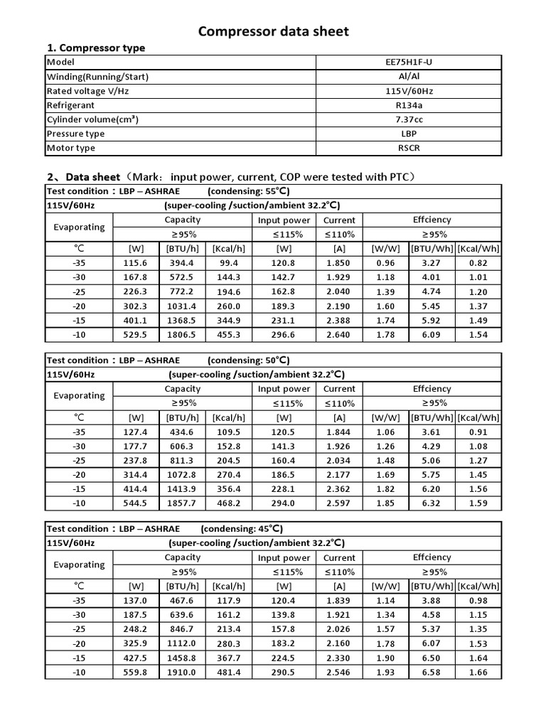 Ficha Tecnica Compresores GMCC 2 | PDF | Gas Technologies | Heat Transfer