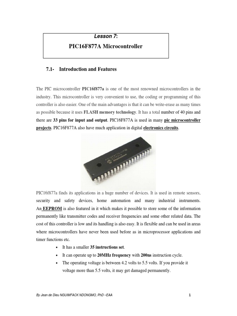 Microcontrollers and Systems Lesson7 | PDF | Microcontroller | Electricity