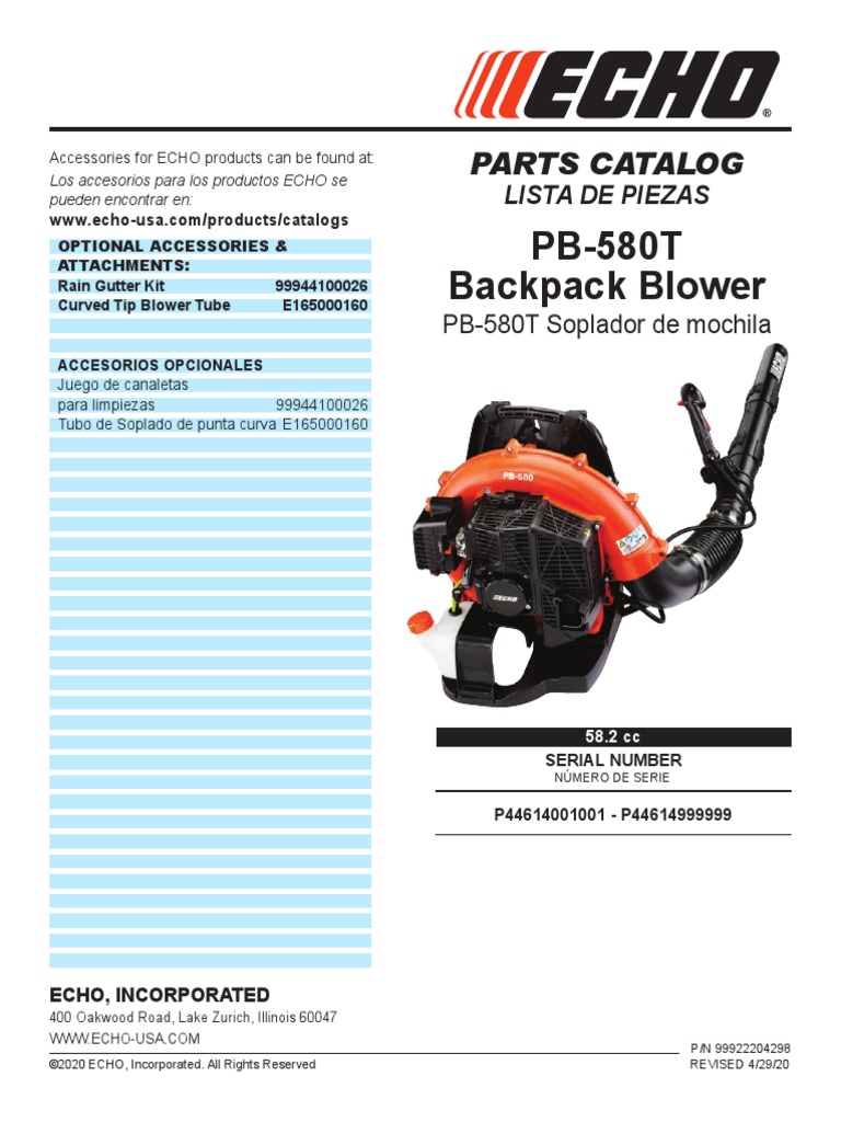 PB-580T Backpack Blower: Parts Catalog | PDF | Carburetor | Throttle