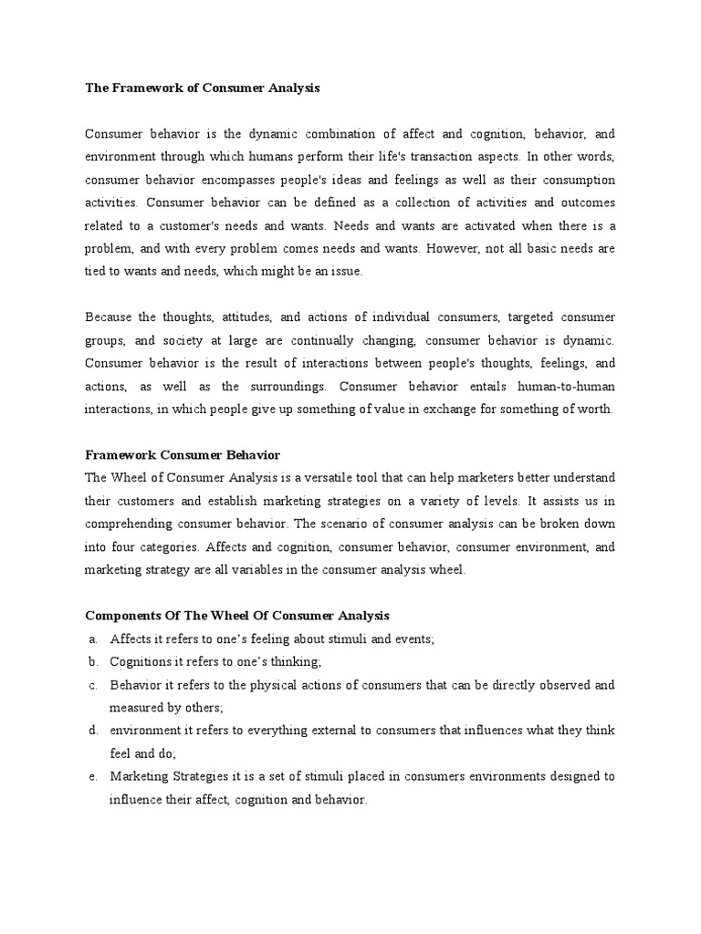 The Framework of Consumer Analysis | PDF