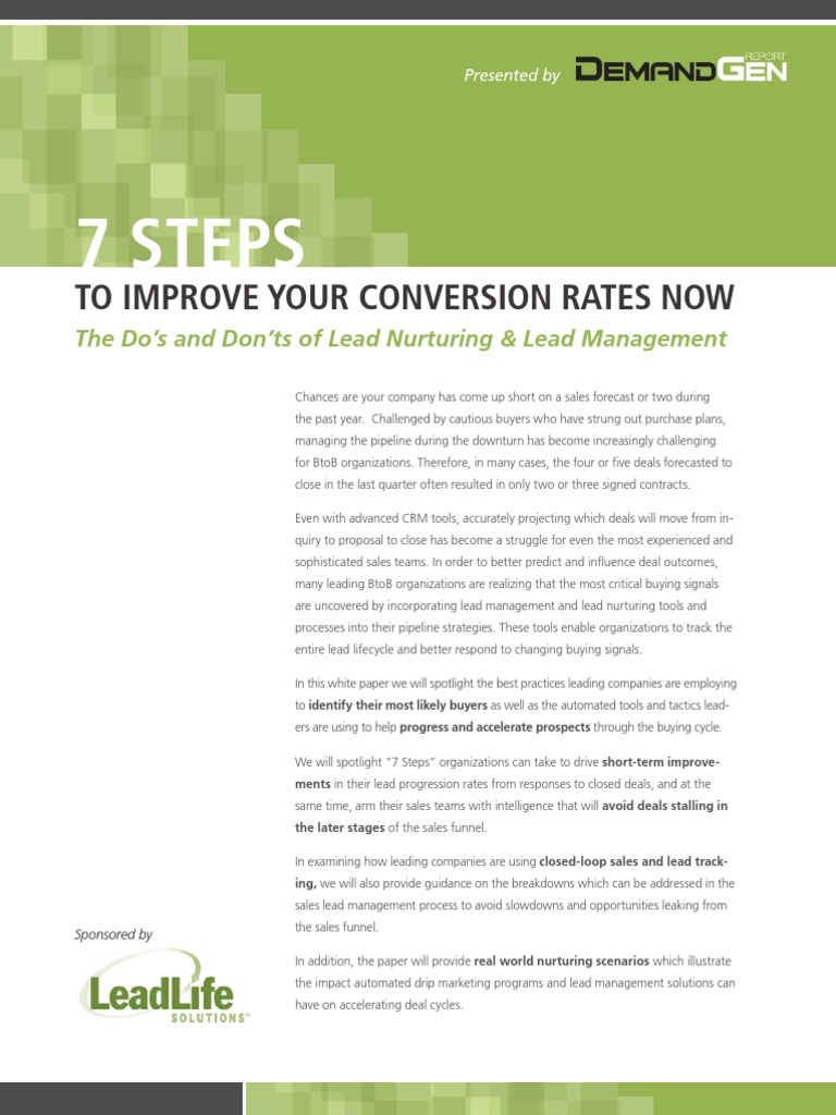 7 Steps To Improve Your Conversion Rates Now | PDF | Sales | Target ...