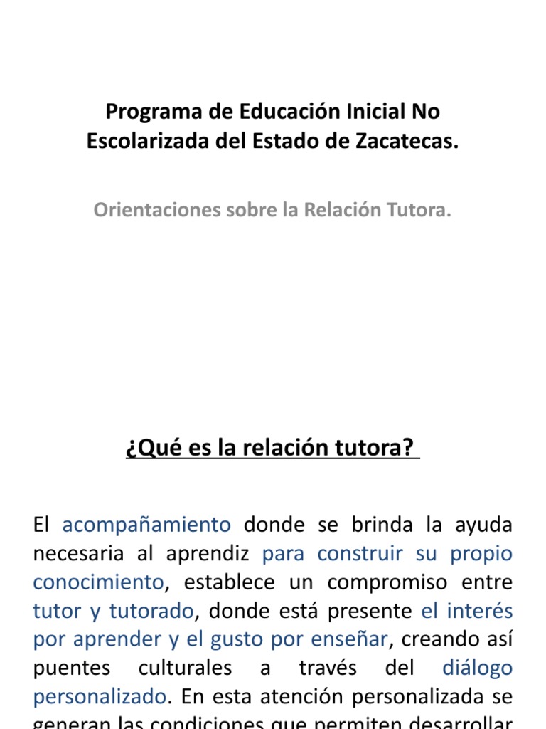 La Relación Tutora | PDF | Aprendizaje | Conocimiento