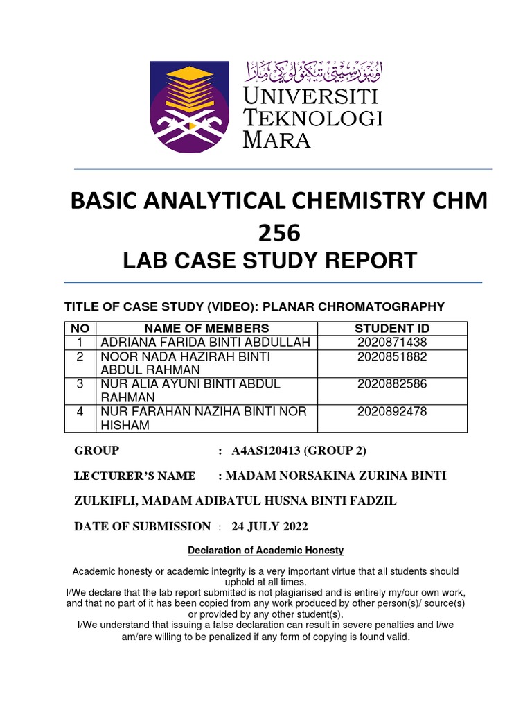Case Study Report | PDF | Thin Layer Chromatography | Chromatography