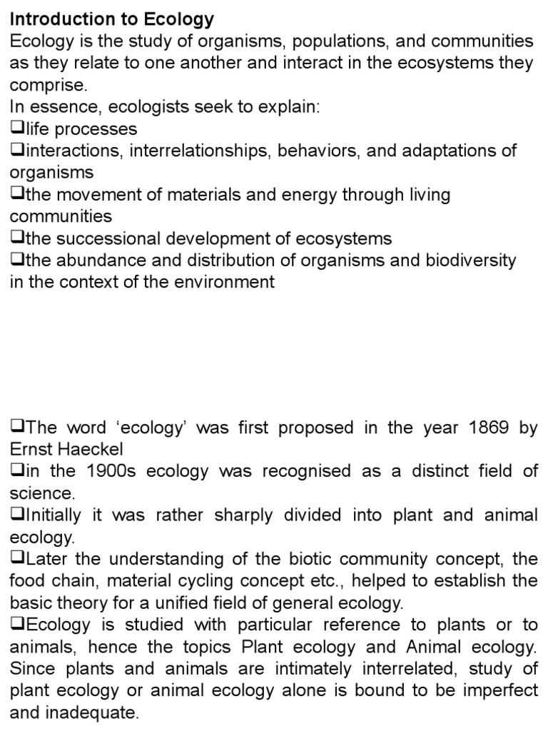 Introduction to Ecology and Its Branches | PDF | Ecology | Thermoregulation
