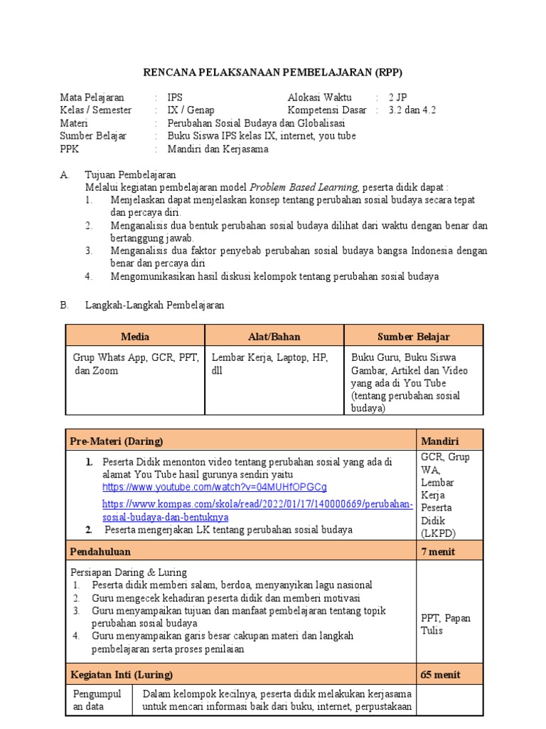 RPP Mapel Ips Abdul Cholik CGP 2022 | PDF