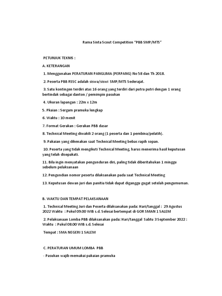 Juknis Lomba PBB RSSC SMP&MTS | PDF