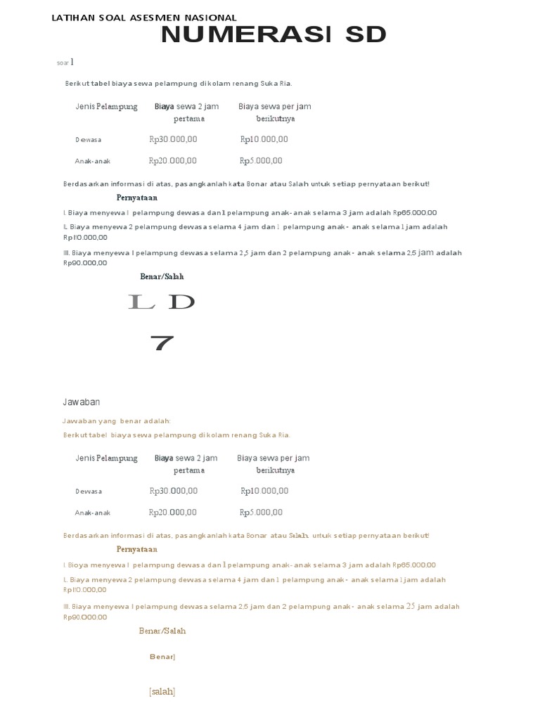 Latihan Soal Numerasi | PDF