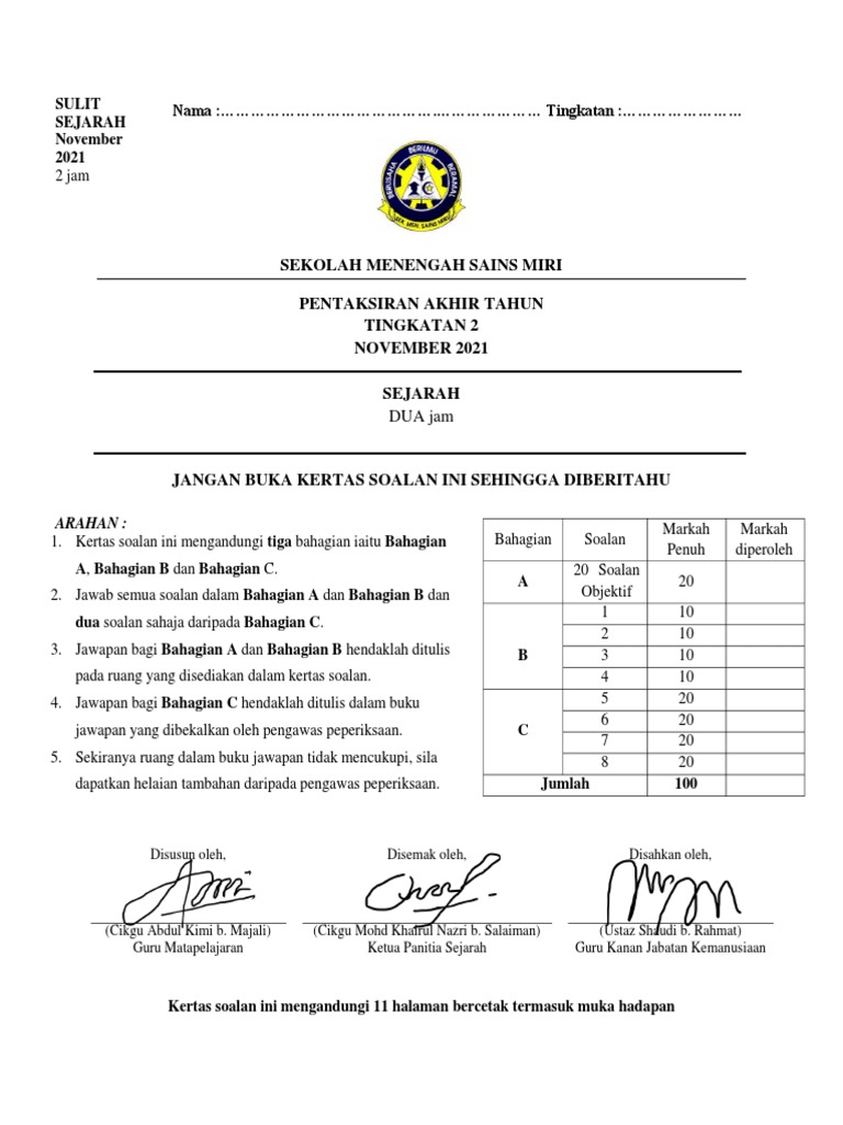 Pat Sej Tingkatan 2 2021 | PDF