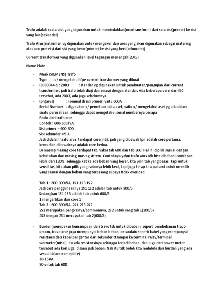 Panduan Teknis Trafo Arus | PDF