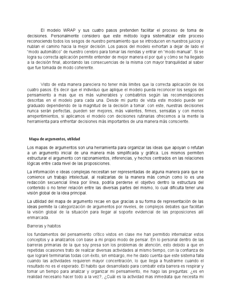 El Modelo Wrap | PDF | Pensamiento | Pensamiento crítico
